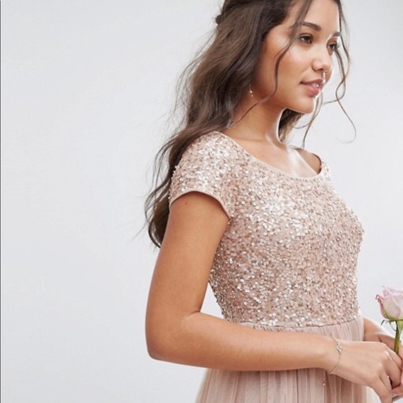 Maya | Dresses | Asos Maya Bardot Maxi Dress Sequin Tulle Skirt | Poshmark